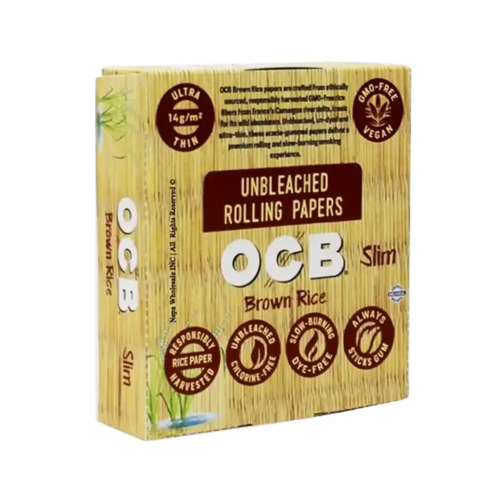 OCB Slim Brown Rice Rolling Papers 24 Packs | NEPA Wholesale
